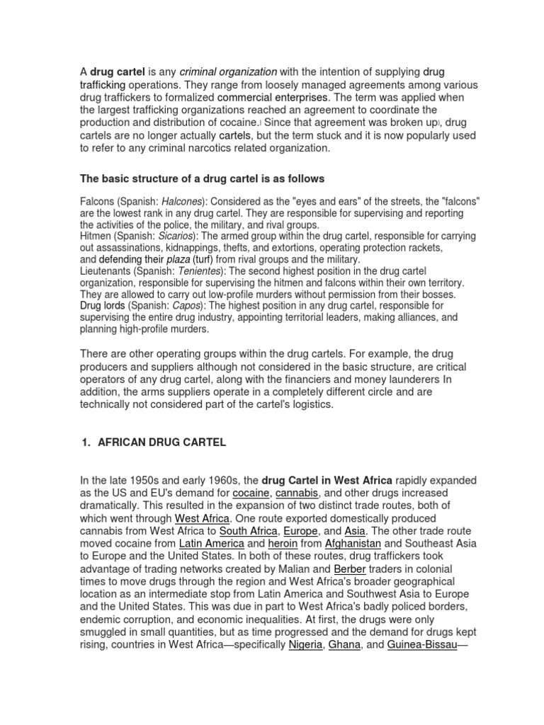 Drug Trafficking Commercial Enterprises: The Basic Structure of A Drug ...