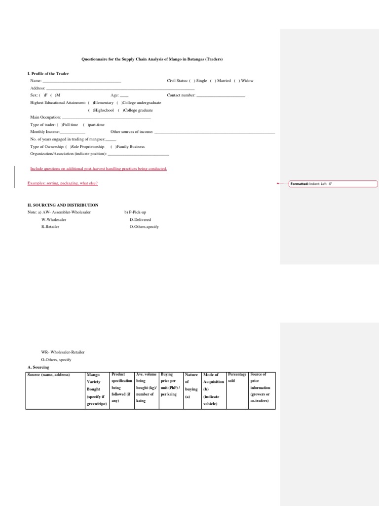 Questionnaire | PDF | Bargaining | Prices