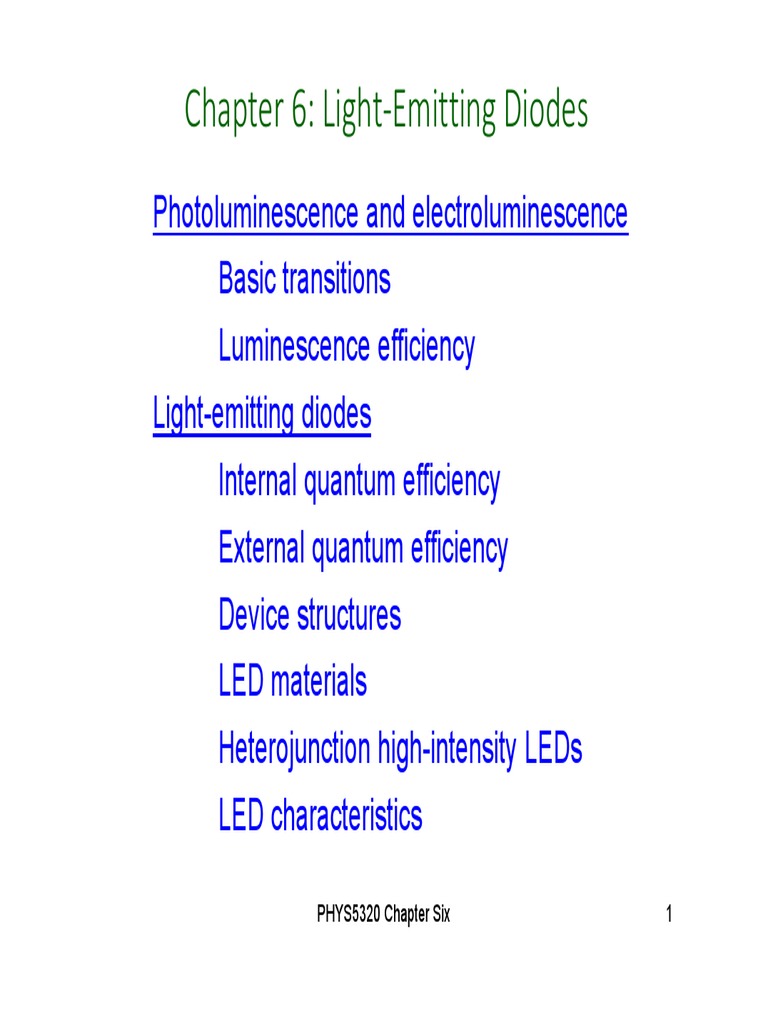Chapter 6 LEDs PDF | PDF | Band Gap | Fluorescent Lamp