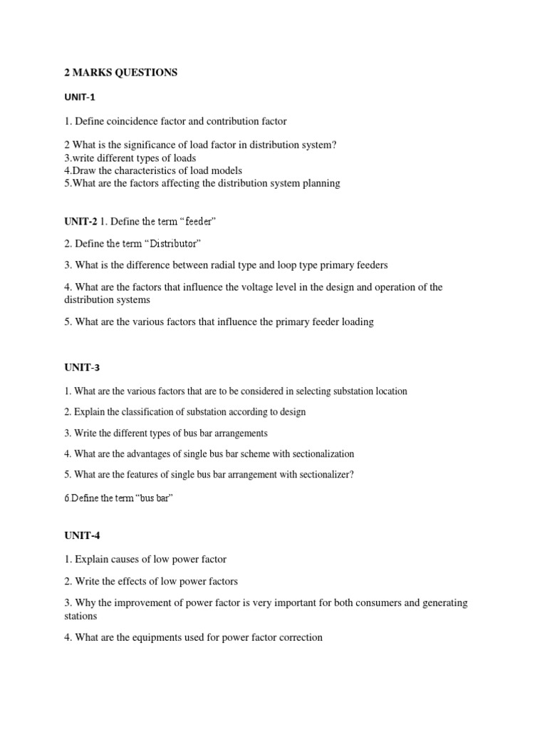 2 Marks Questions | PDF