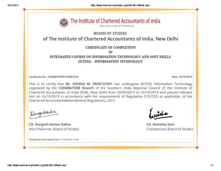 I C Its Sit T Certificate | PDF | Business | Finance & Money Management