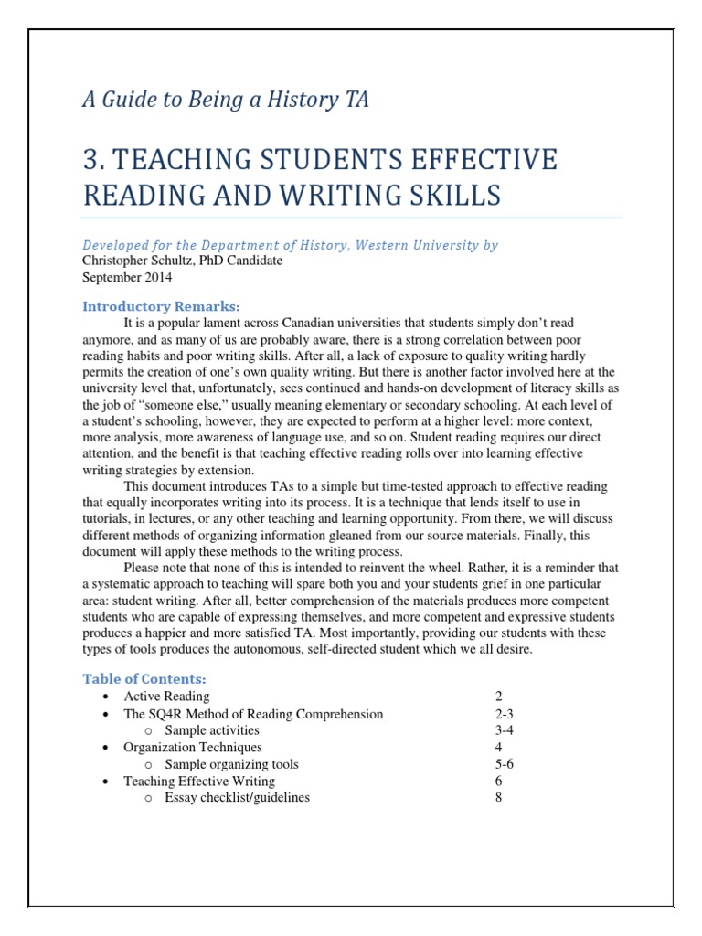 Teaching Students Effective Reading and Writing Skills: A Guide To ...