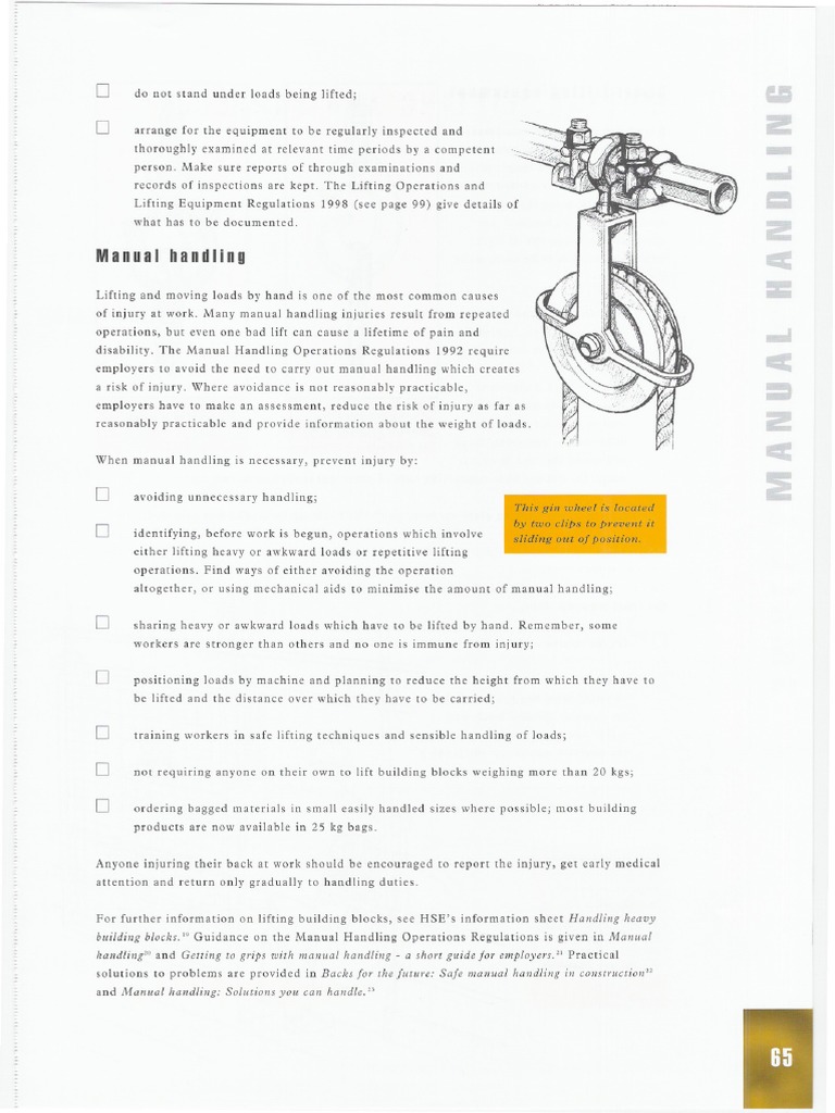 Manual Handling: This Gin Wheel Is Located by Two Clips To Prevent It ...