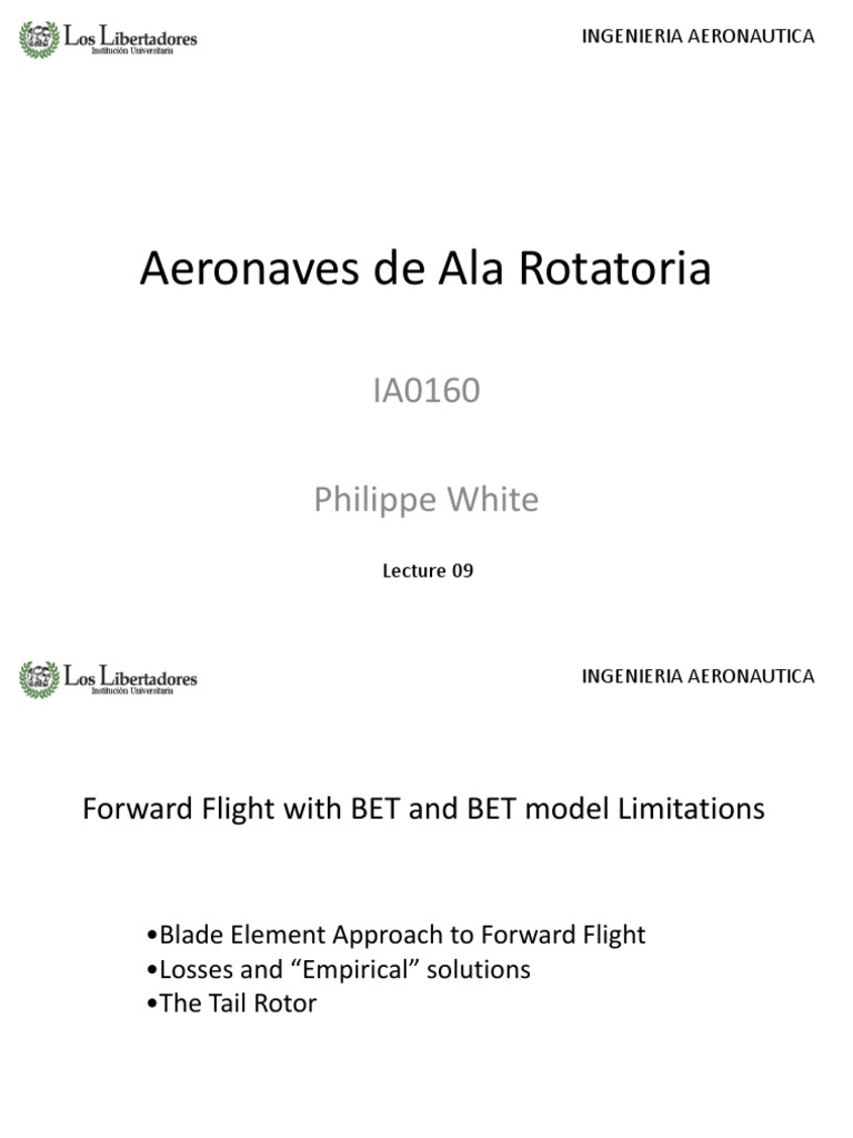 IA0160 PP09 BET Forward Flight and Limitations | PDF | Helicopter Rotor | Drag (Physics)
