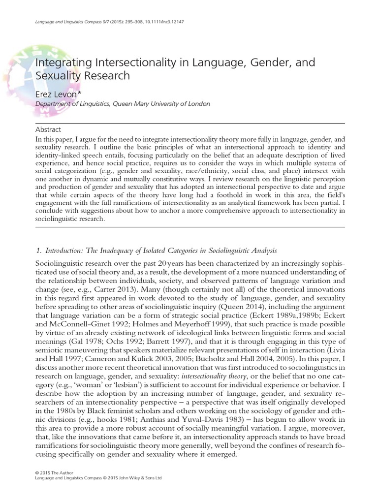 Integrating Intersectionality in Language, Gender, and Sexuality ...