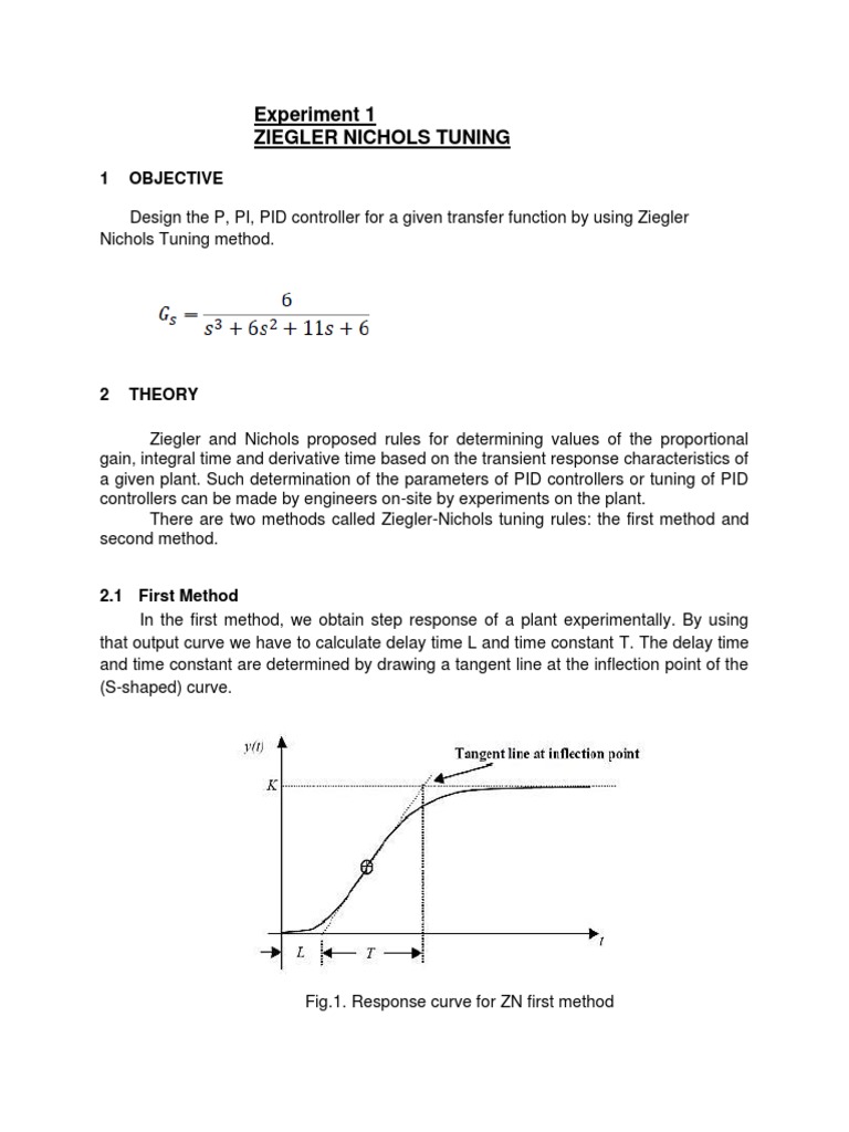 Experiment 1 Ziegler Nichols Tuning: 1 Objective | PDF | Control Theory | Cybernetics