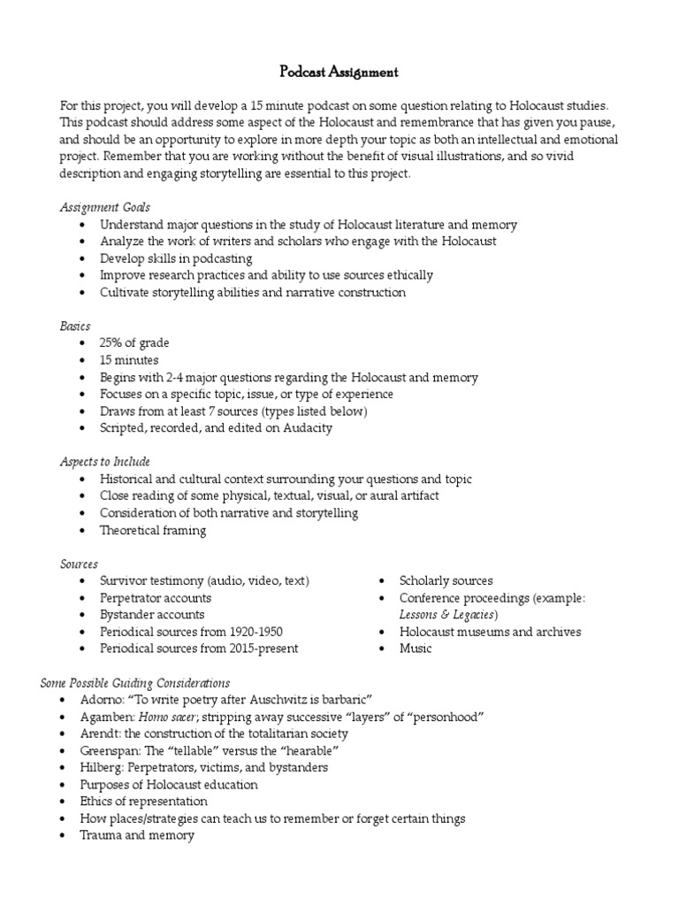 Podcast Assignment | PDF