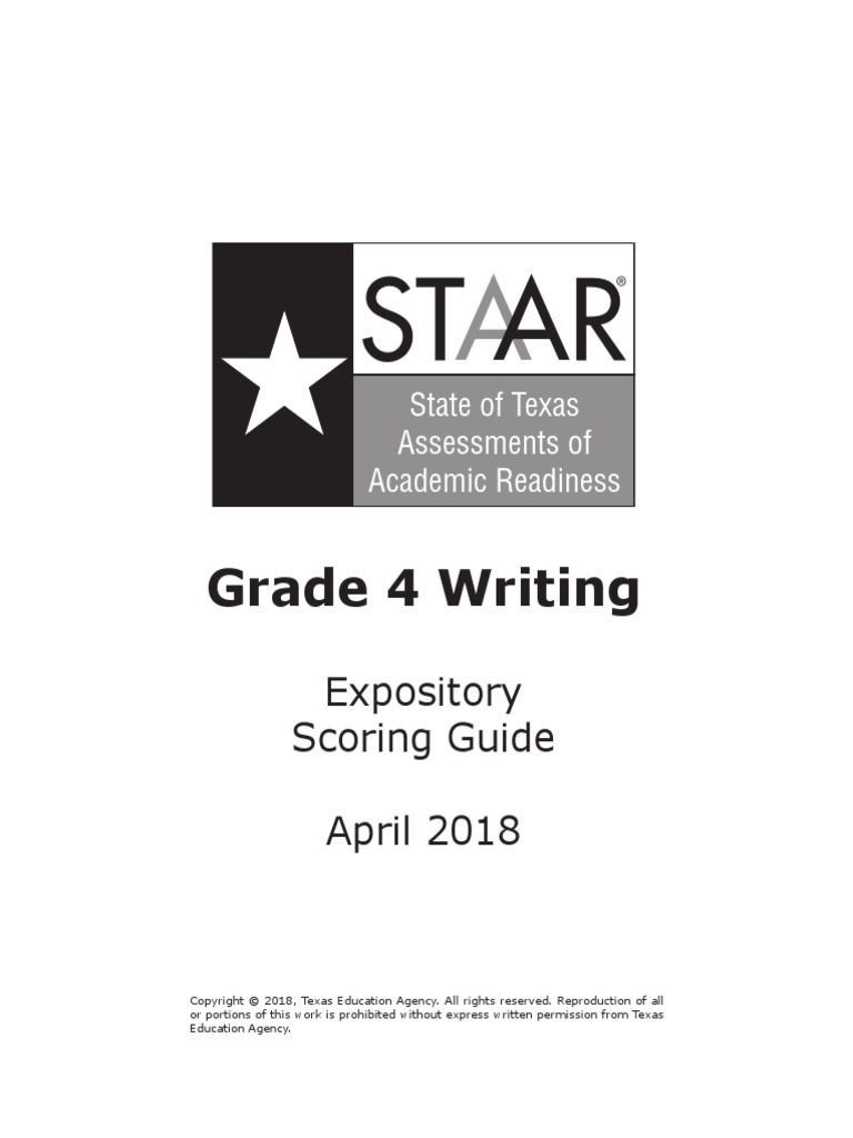 2018 STAAR Gr4 Writing Scoring Guide 09-14-18 | PDF | Writers | Essays