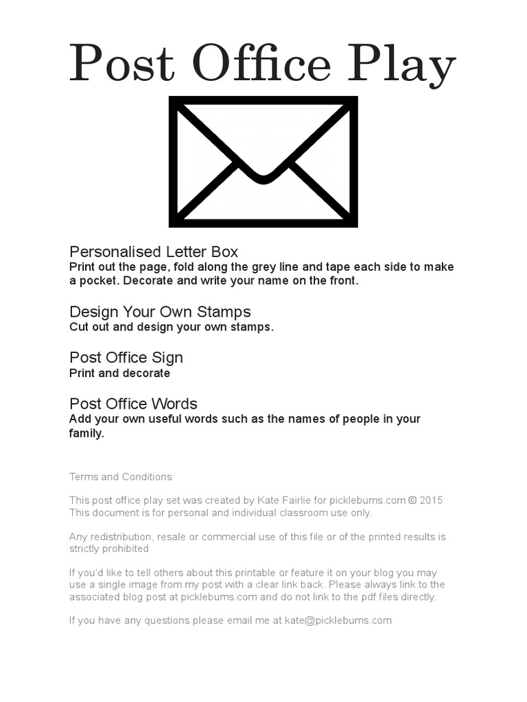 Post Office Play: Personalised Letter Box Design Your Own Stamps Post ...