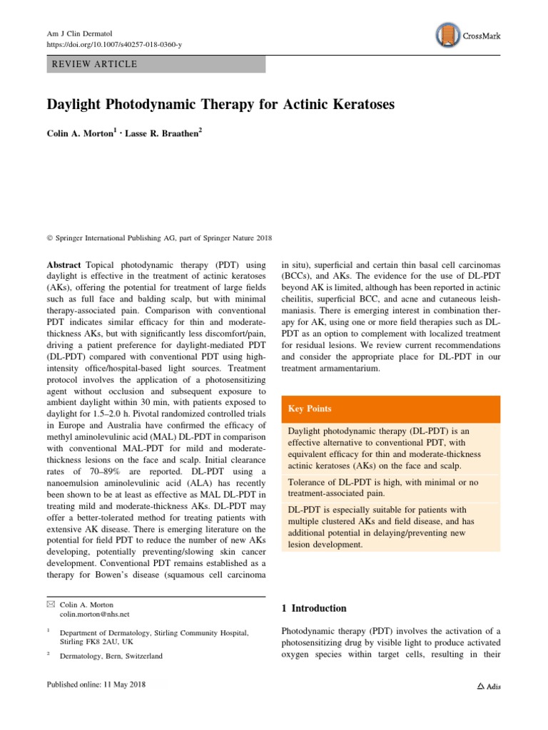 Daylight Photodynamic Therapy For Actinic Keratoses: Key Points | PDF ...