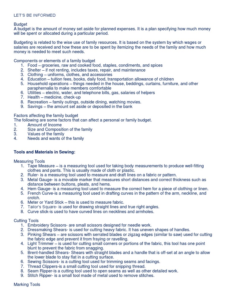 TLE - Sewing | PDF | Sewing | Sewing Needle