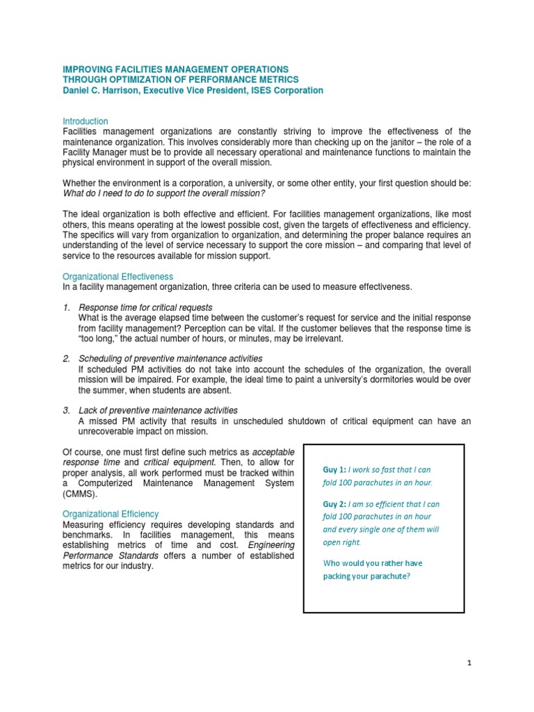 Facility Management | PDF | Performance Indicator | Program Optimization