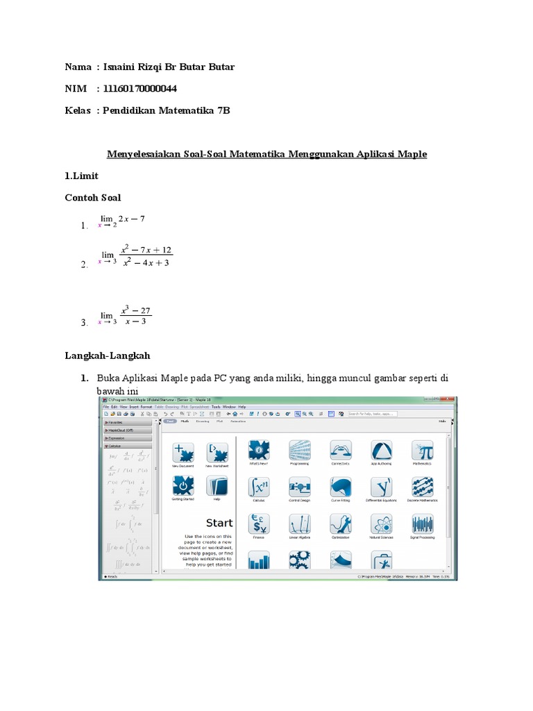 Menyelesaikan Soal Kalkulus Menggunakan Aplikasi Maple | PDF