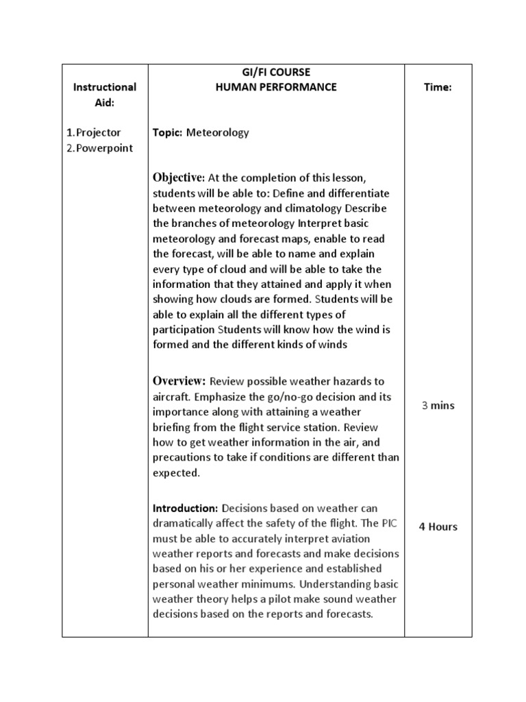 Examples Lesson Plan HP | PDF | Weather Forecasting | Meteorology