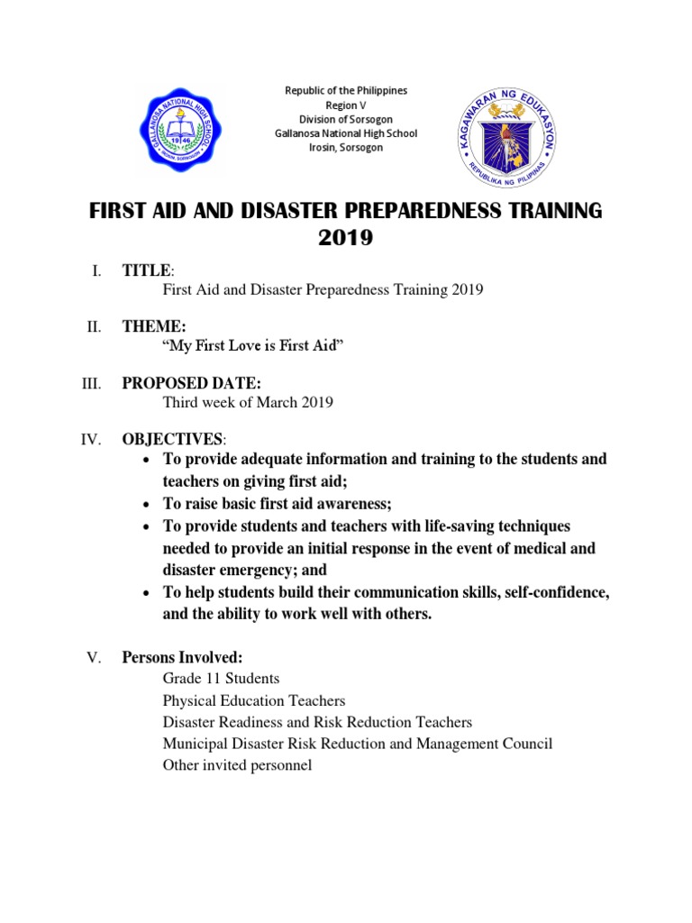 First Aid Training Proposal 2019 | PDF | First Aid | Emergency Management