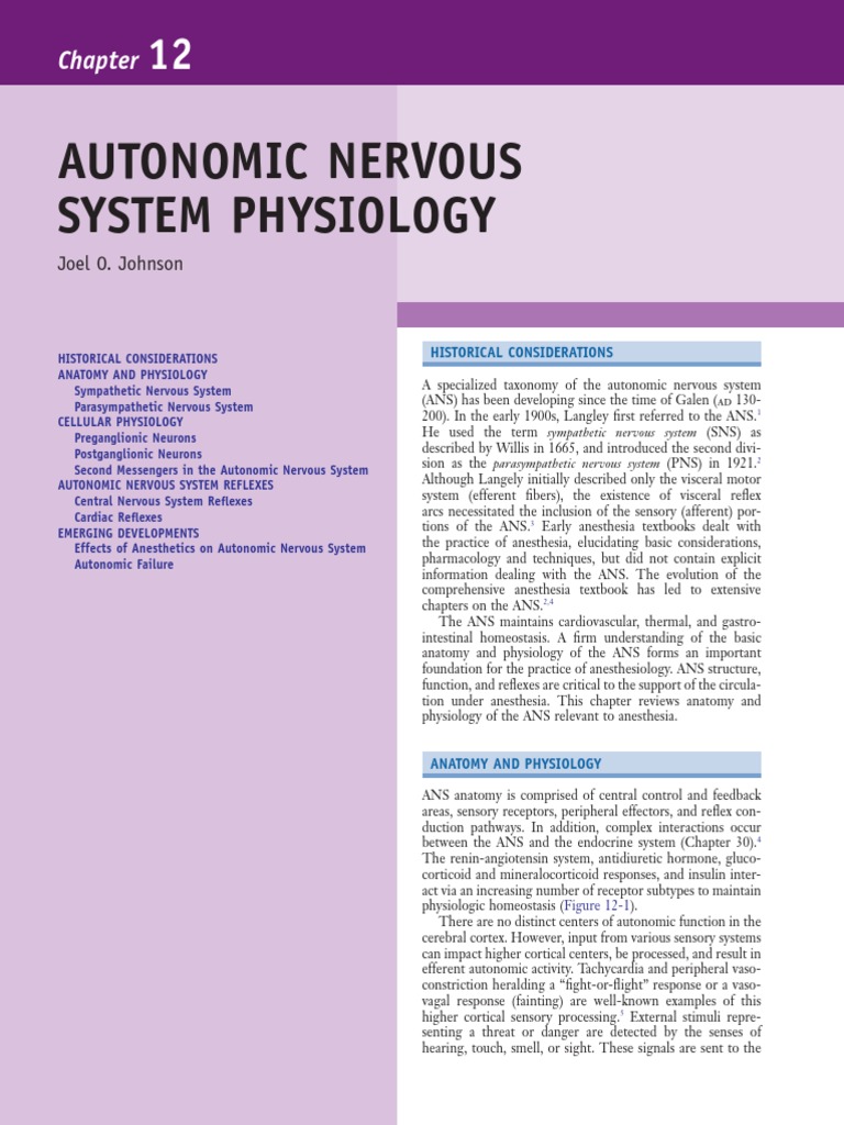 Anatomy, Physiology, and Function of the Autonomic Nervous System Relevant to Anesthesia ...