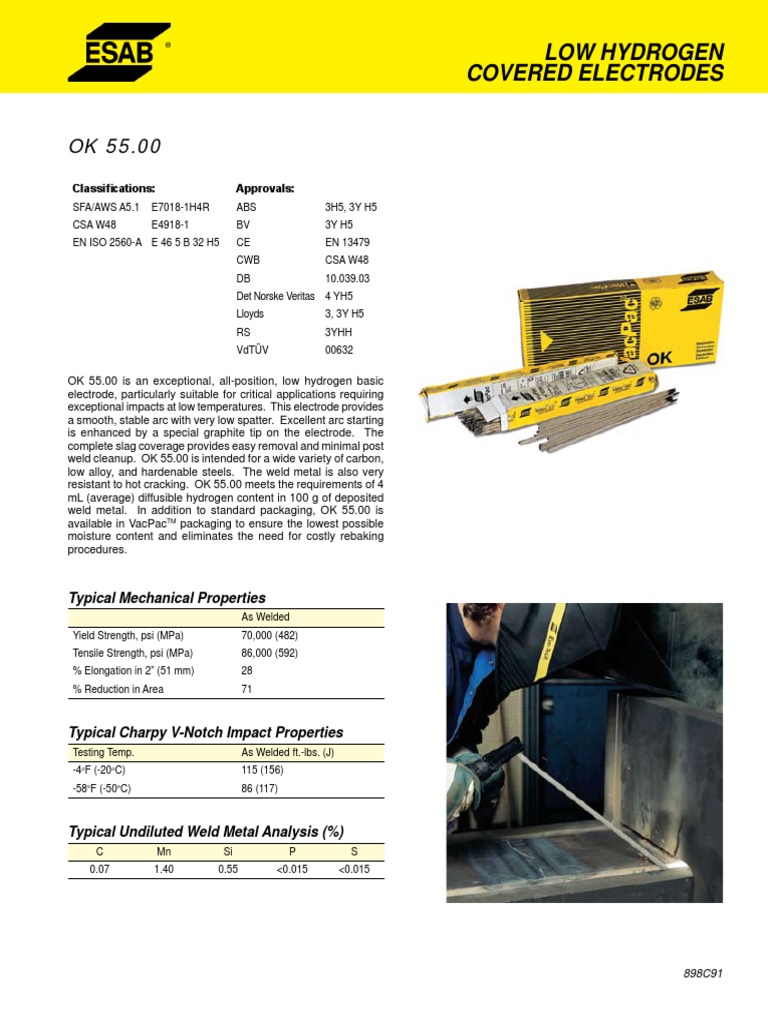 ESAB E7018-1 H4R Electrode Specs | PDF | Welding | Construction