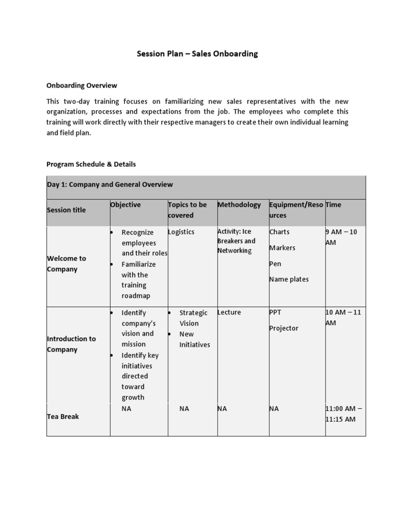 Sales Onboarding Training Plan | PDF | Leadership | Cognition