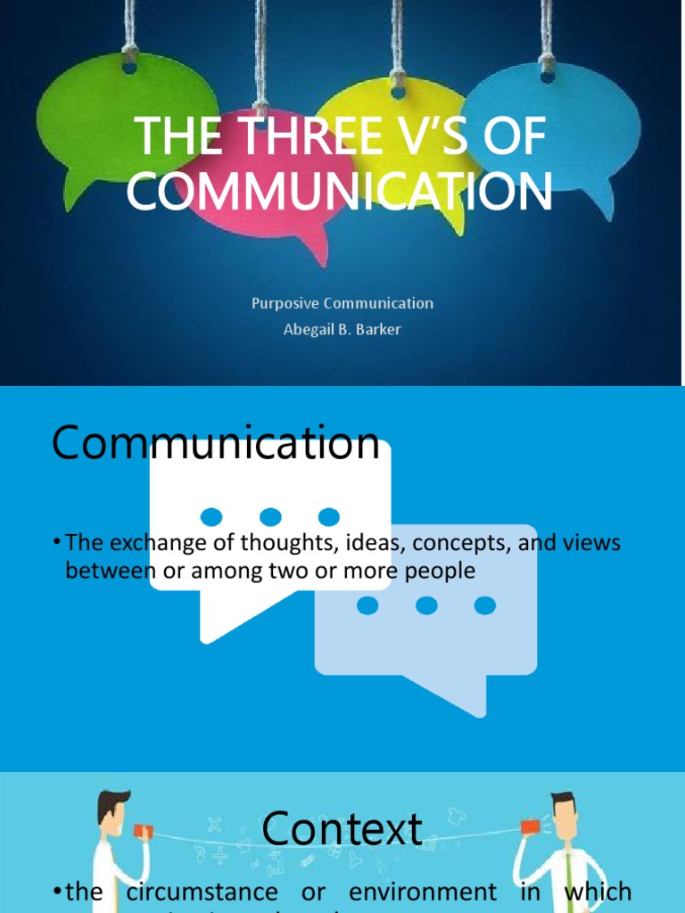 The Three V'S of Communication: Purposive Communication Abegail B ...