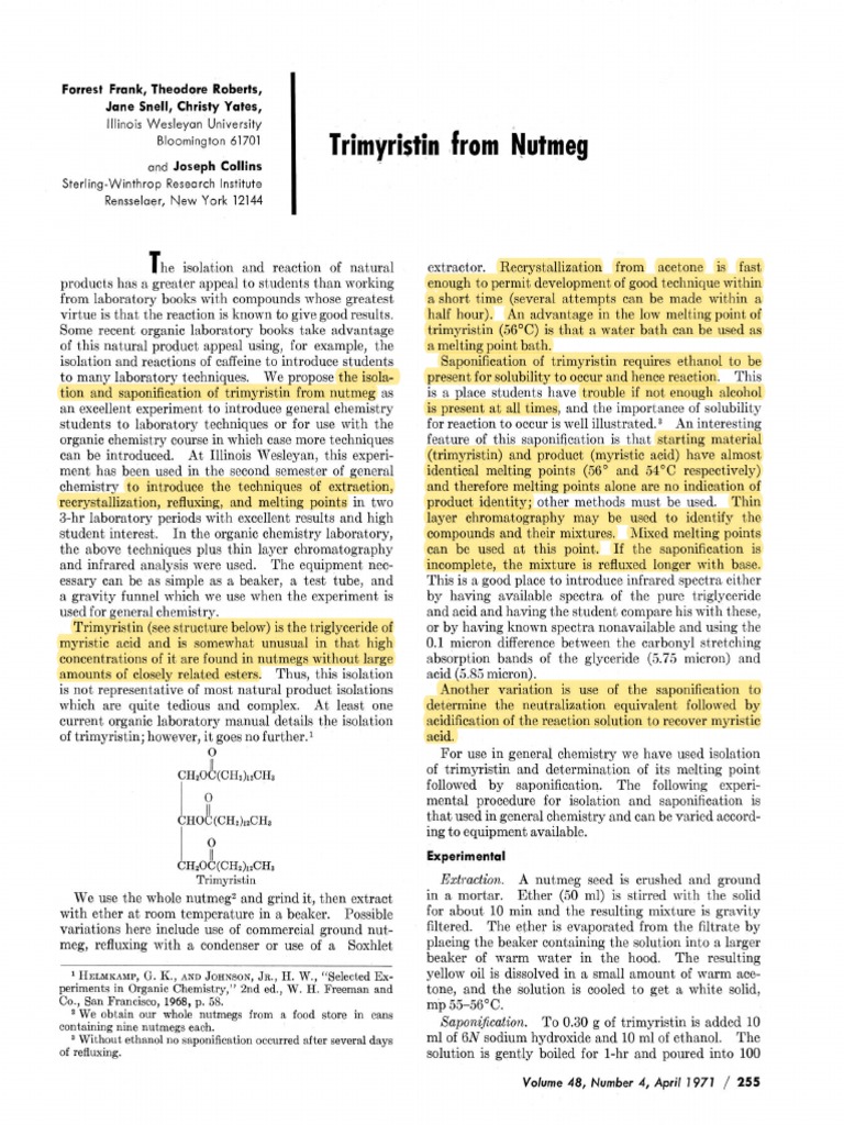 Trimyristin | PDF | Ethanol | Infrared Spectroscopy