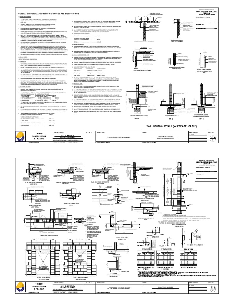 General Structural / Construction Notes and Specifications: Wall ...