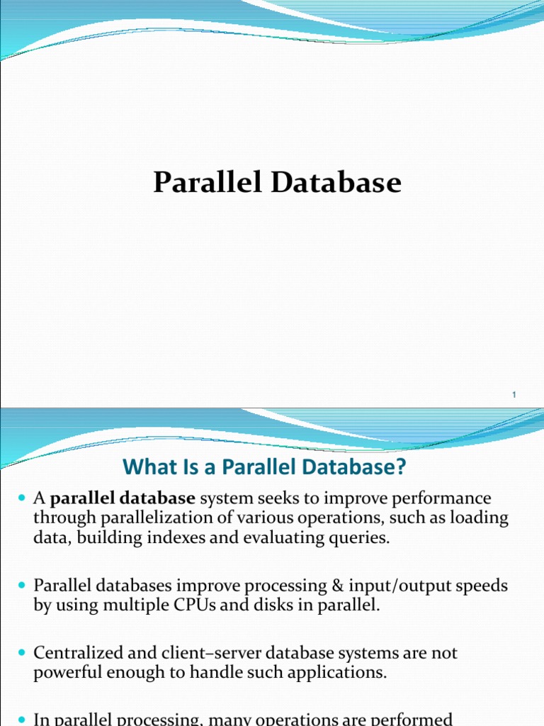 Parallel Database Pdf Parallel Computing Central Processing Unit