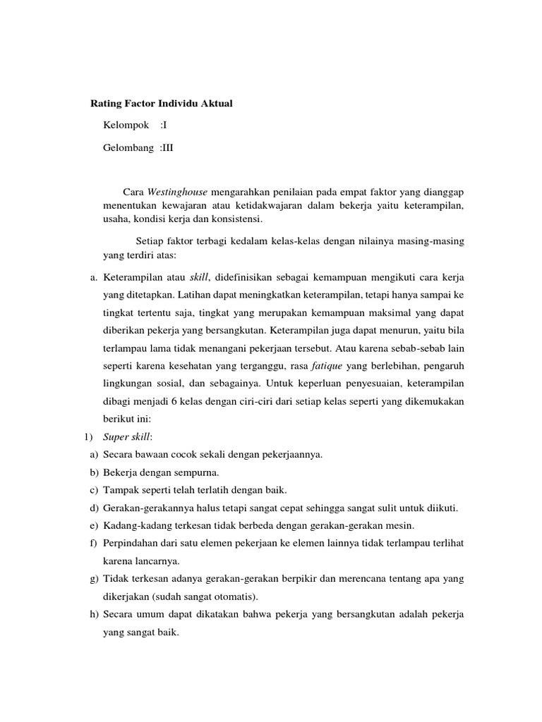 Contoh Pengisian Rating Factor | PDF | Bisnis | Komputer