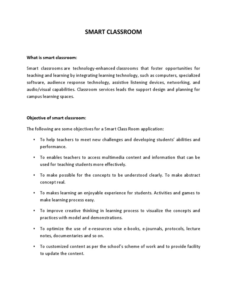 Smart Classroom Pdf Classroom Multimedia