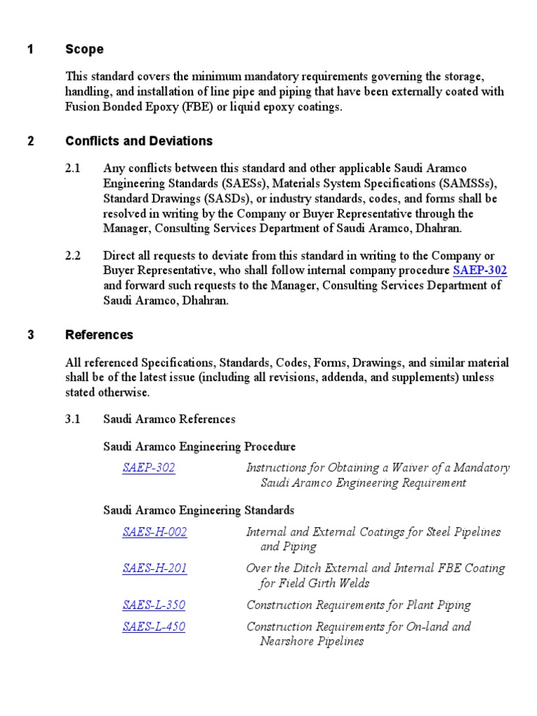 1 Scope: SAEP-302 | PDF | Epoxy | Pipe (Fluid Conveyance)