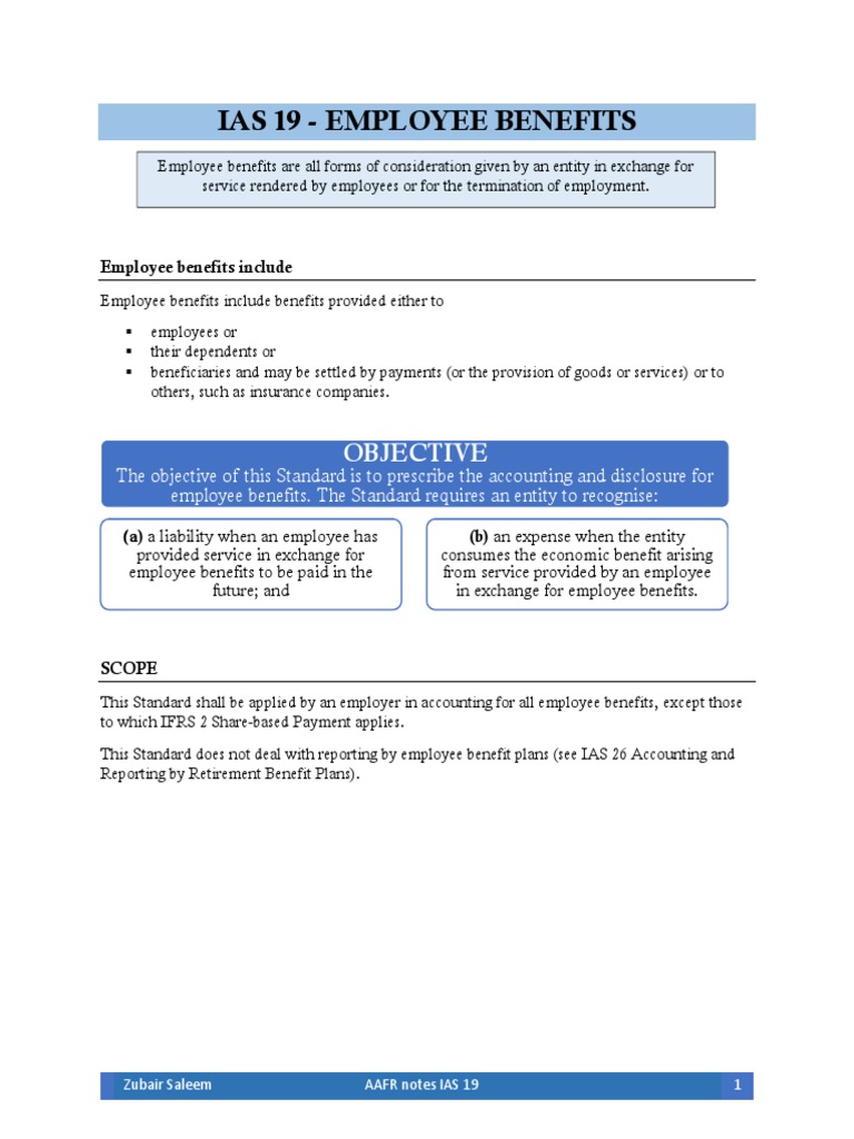Notes IAS 19 | PDF | Defined Benefit Pension Plan | Debits And Credits