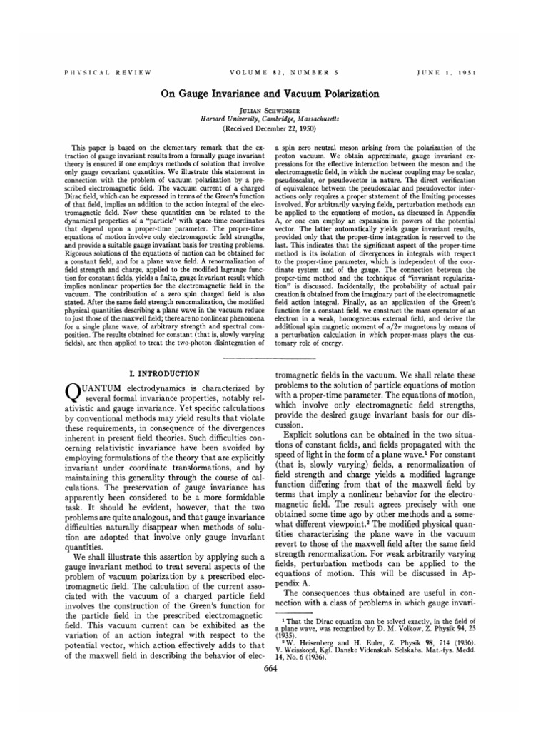 Schwinger 1950 | PDF | Gauge Theory | Field (Physics)