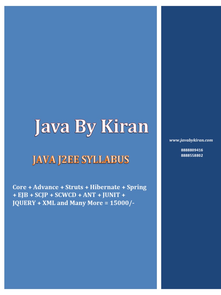 Core Java J2ee Spring Hibernate Selenium Manual Testing Training 5100