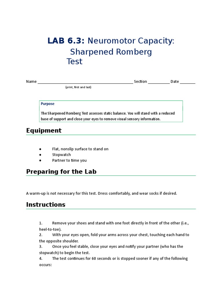 Romberg Balance Test