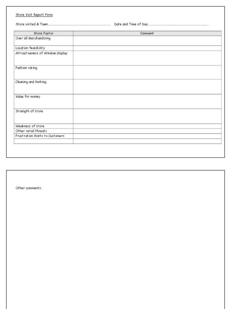 Store Visit Report Template | PDF