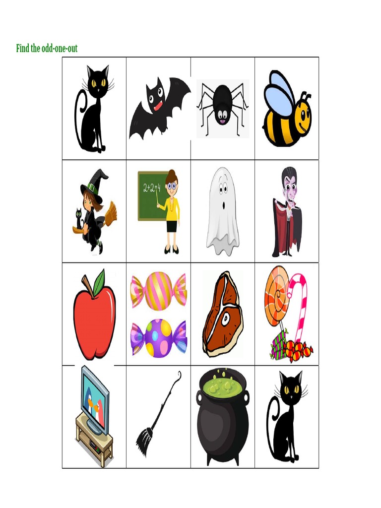 Movers - Speaking Part 3 - Find The Odd-One-out - JPG | PDF