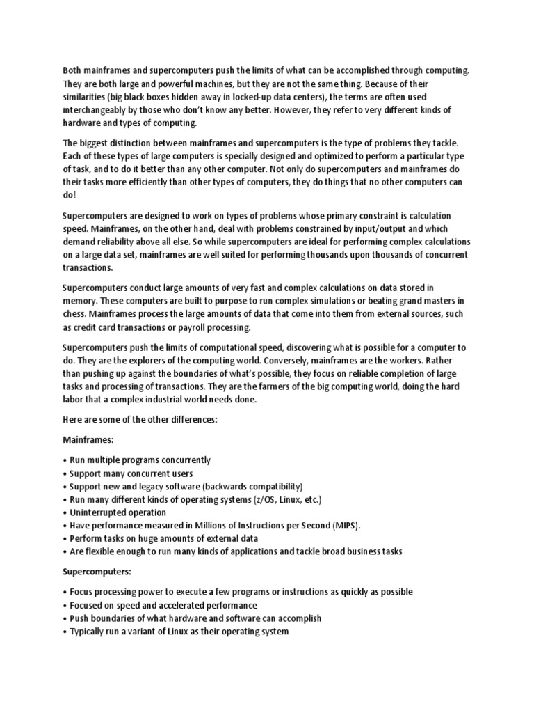 Mainframe Supercomputers Download Free Pdf Supercomputer