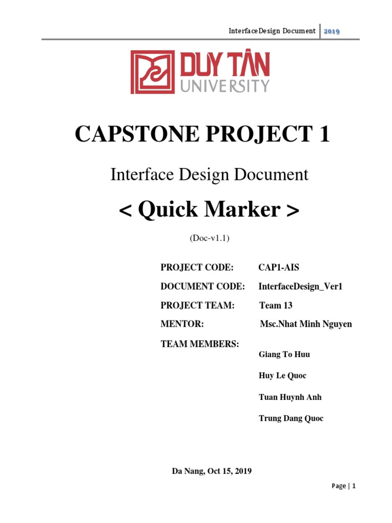 Capstone Project 1: Interface Design Document | PDF | Test (Assessment ...