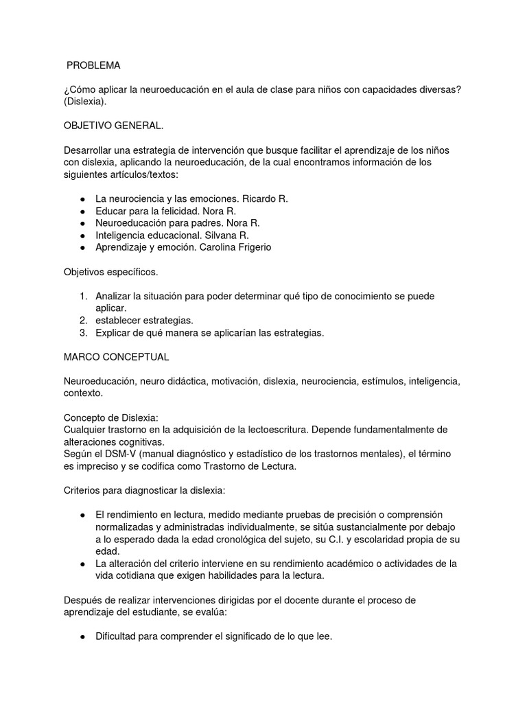 Proyecto de Intervención Educativa | PDF | Dislexia | Aprendizaje