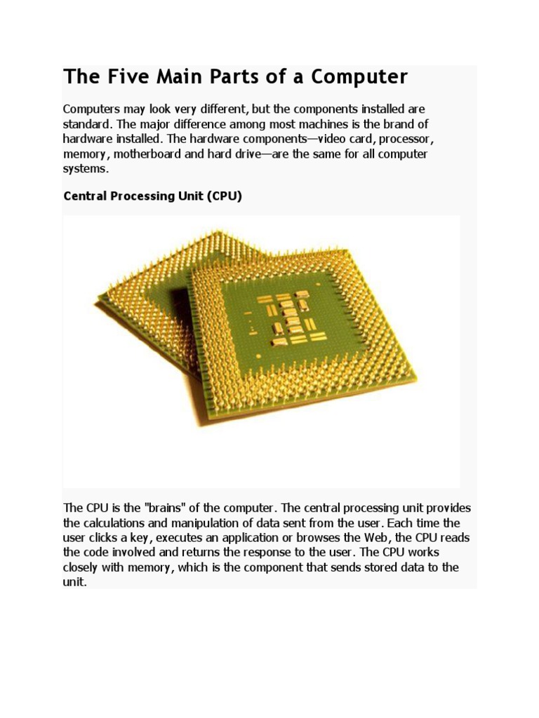 Key Components of a Computer System | PDF