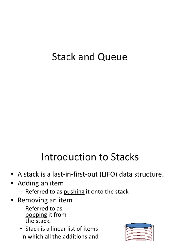 Introduction to Stacks and Queues | PDF | Queue (Abstract Data Type) | Computer Programming