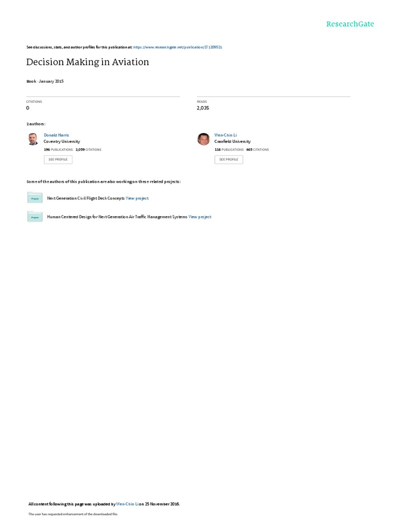 Decision Making in Aviation: January 2015 | PDF | Situation Awareness ...