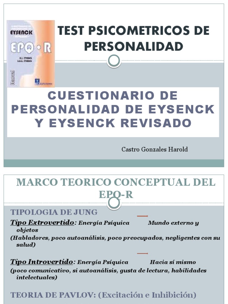 EPQR Exposicion | PDF | Psicología anormal | Psicología Aplicada