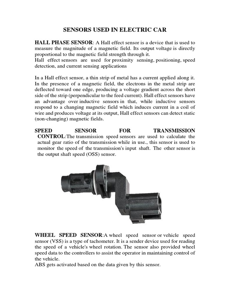 Electric Vehicle Sensor Overview | PDF | Transmission (Mechanics) | Sensor