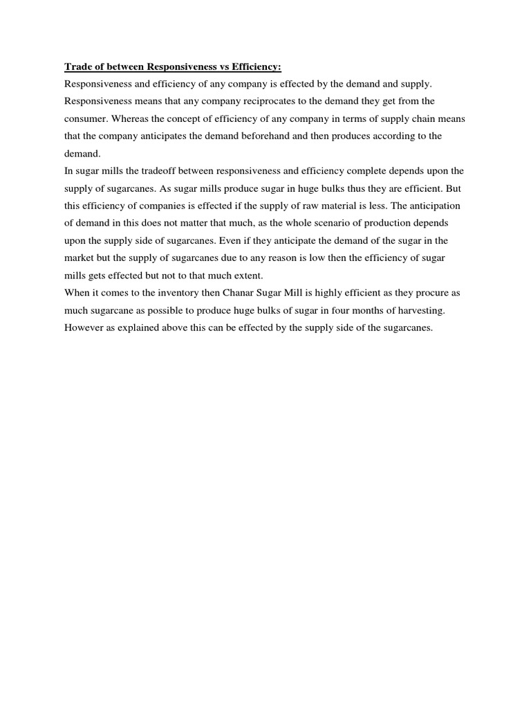 Trade of Between Responsiveness Vs Efficiency | PDF
