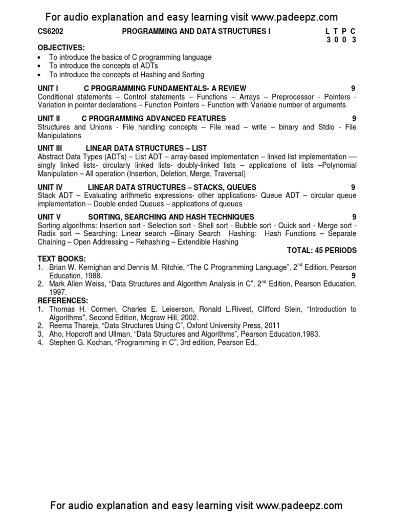 CS6202 PDF | PDF | C (Programming Language) | Data Structure