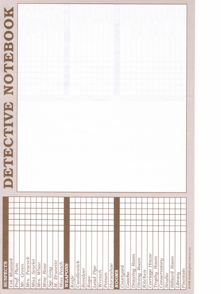 Clue - Master Detective - Notebook | PDF