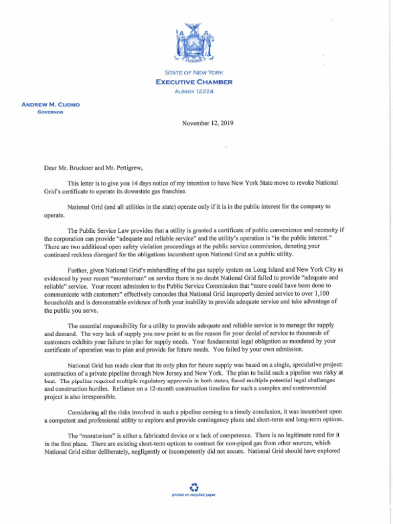 NationalGrid Letter | PDF