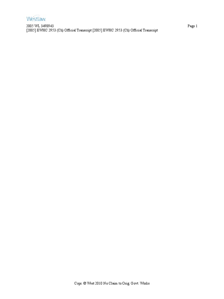 2005 WL 3498943 (2005) EWHC 2953 (CH) Official Transcript (2005) EWHC ...