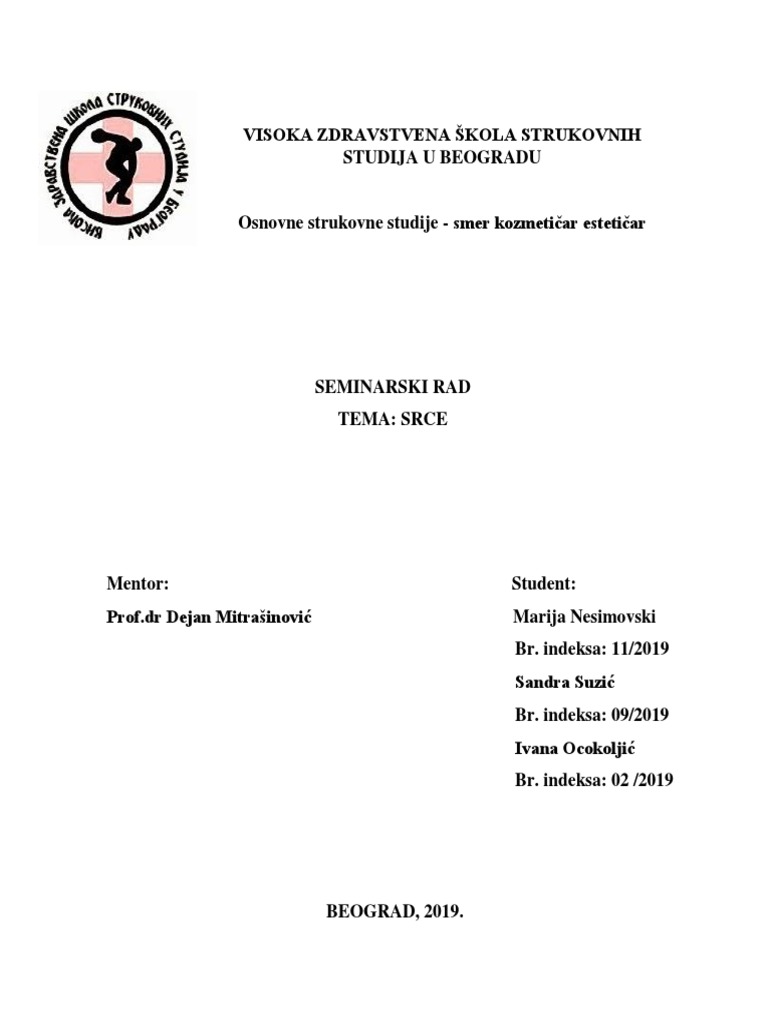 Seminarski Rad - Srce | PDF