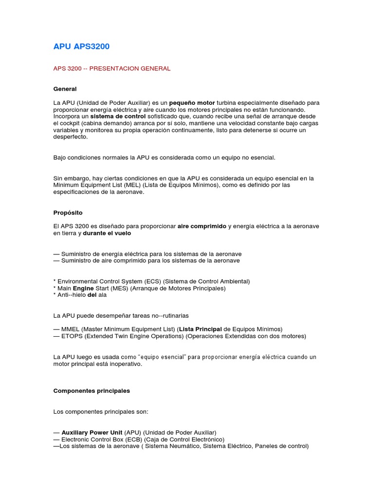 Apu Aps3200 | PDF | Motores | Tecnología de vehículos